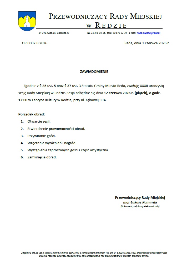 Dni Redy 2026 - REDA - Urząd Miasta Redy